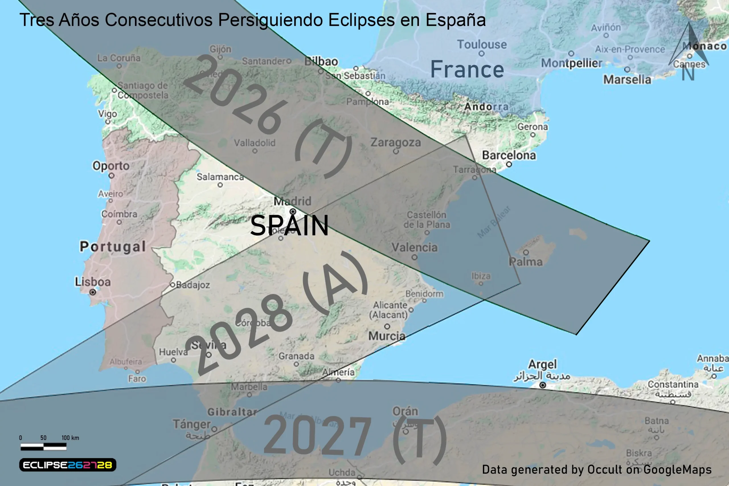 Tres Eclipses Solares en España consecutivos – Eclipse262728